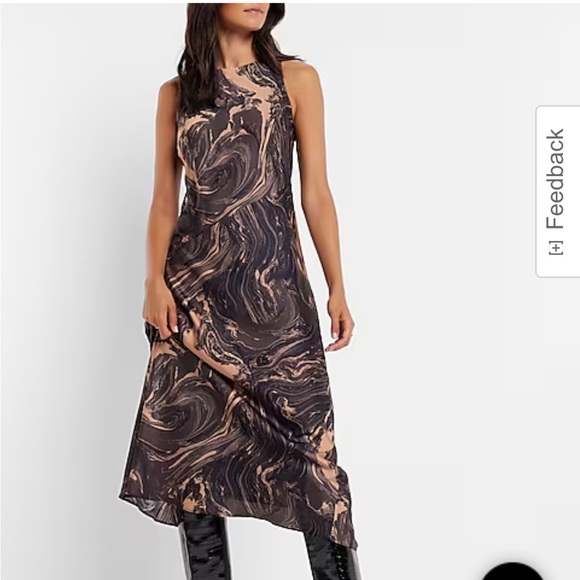 Express | Dresses | Marble Satin High Neck Slip Midi Dress | Poshmark